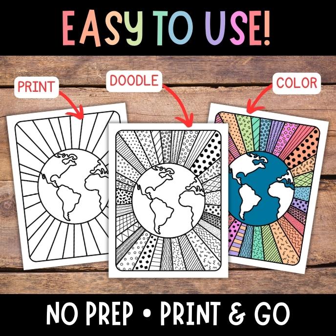 Earth Day Pop Art Coloring Pages for Kids and Adults (PDF) - Etsy