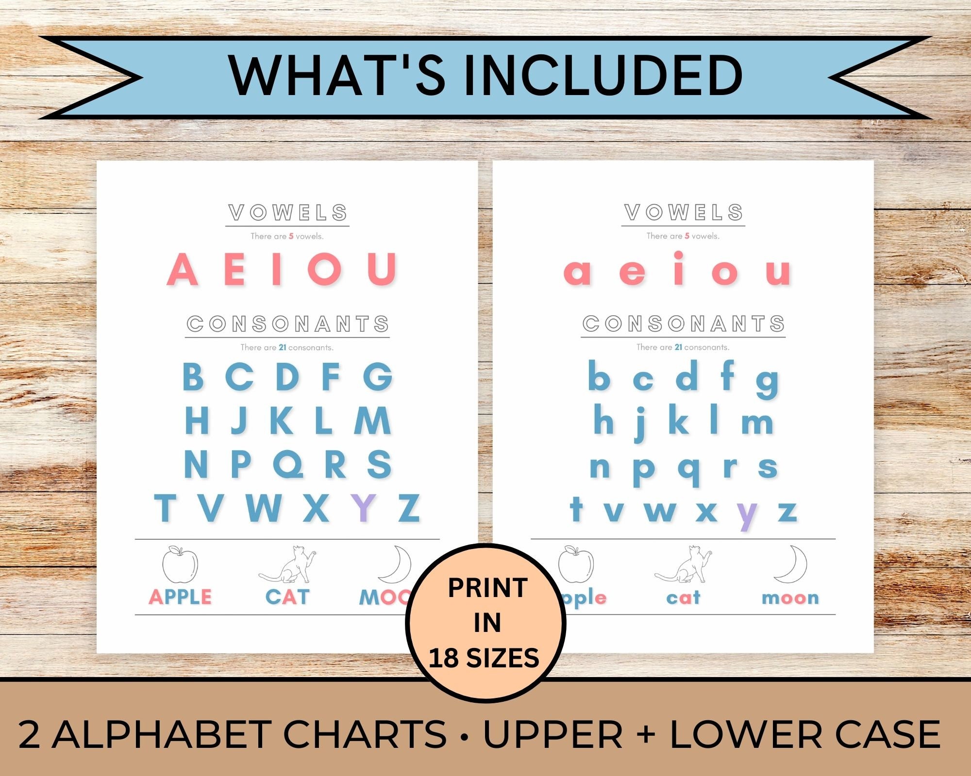 Vowel and Consonant Charts, Montessori Phonics Poster, Classroom Abcs ...