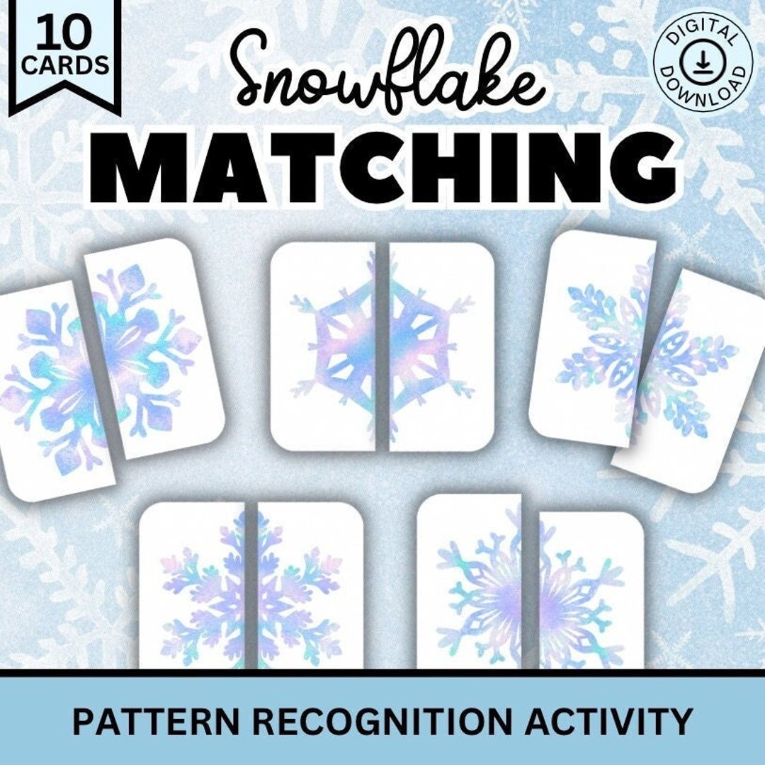 Snowflake Matching Game, Winter Activity, Snow Theme, Pattern ...