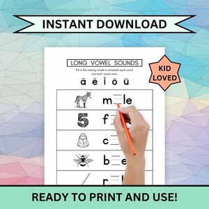 Long Vowel Worksheets, Missing Vowel Activity, Learning Vowels ...