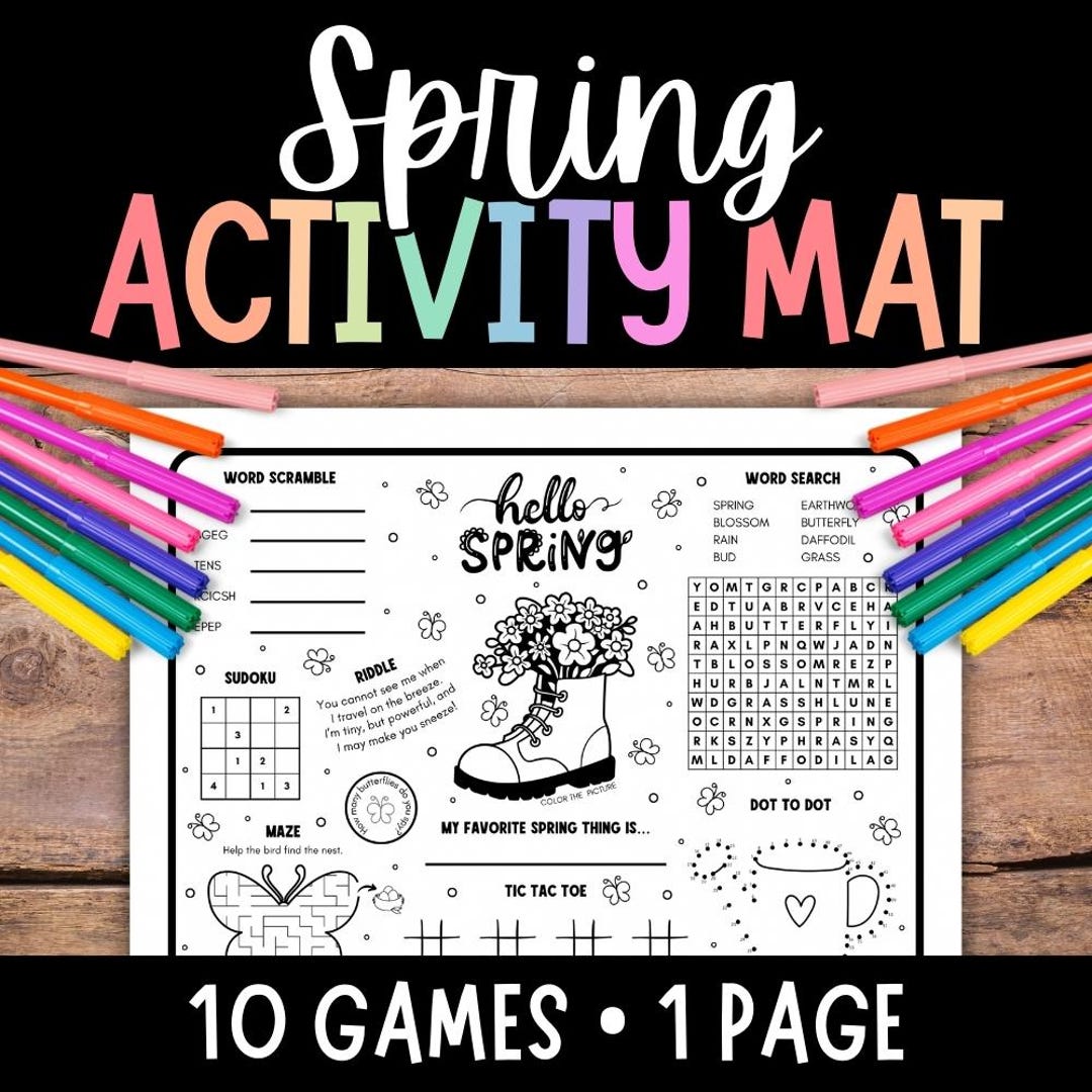 Spring Activity Mat, Spring Games, Spring Printable Placemat, Riddle ...