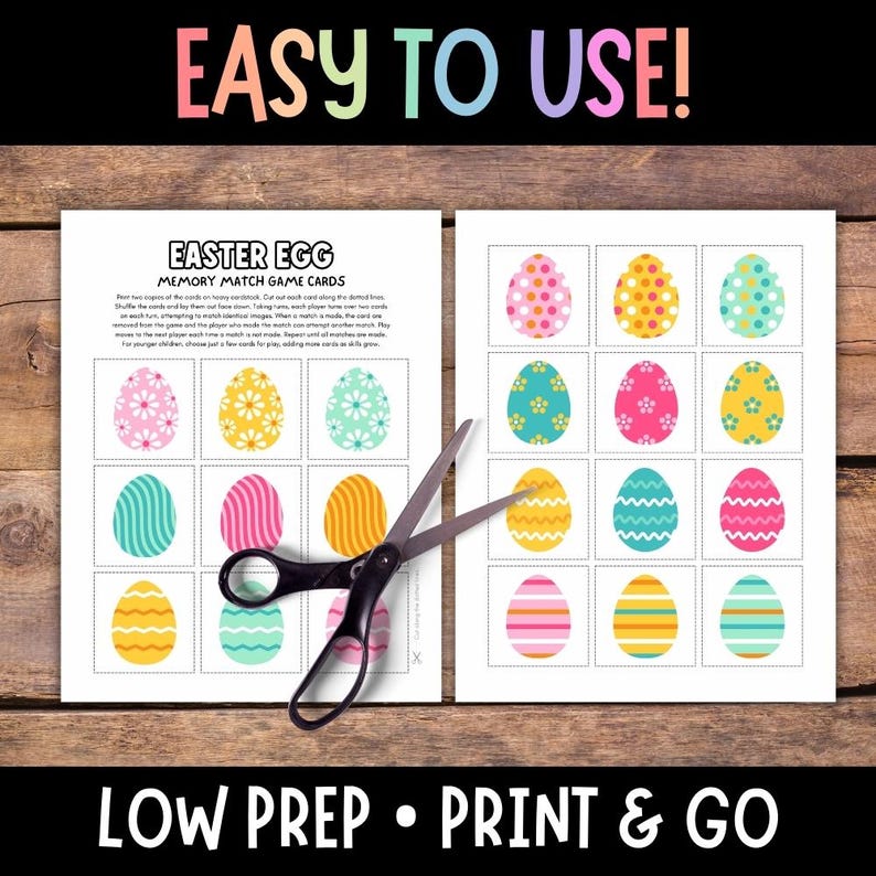 EASTER Card Game, Memory Match Cards, Pattern Recognition (PDF) - Etsy