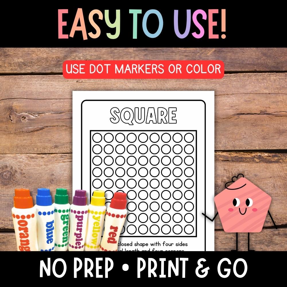 Shapes Dot Art, Shape Dot Marker Worksheets, Shapes Activity Pages ...