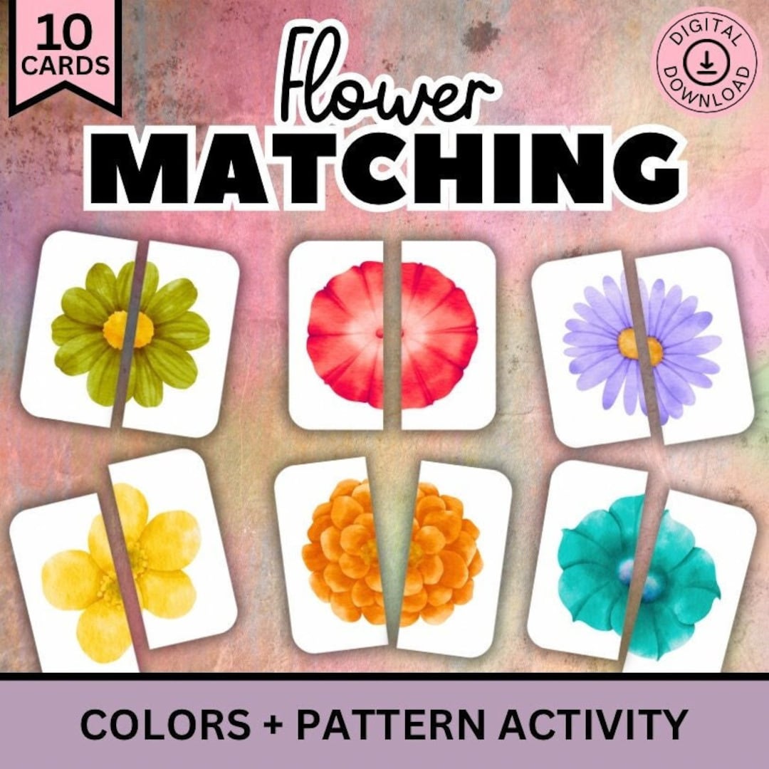 Flower Matching Game, Spring Card Game, Spring Activity, Learn Colors ...