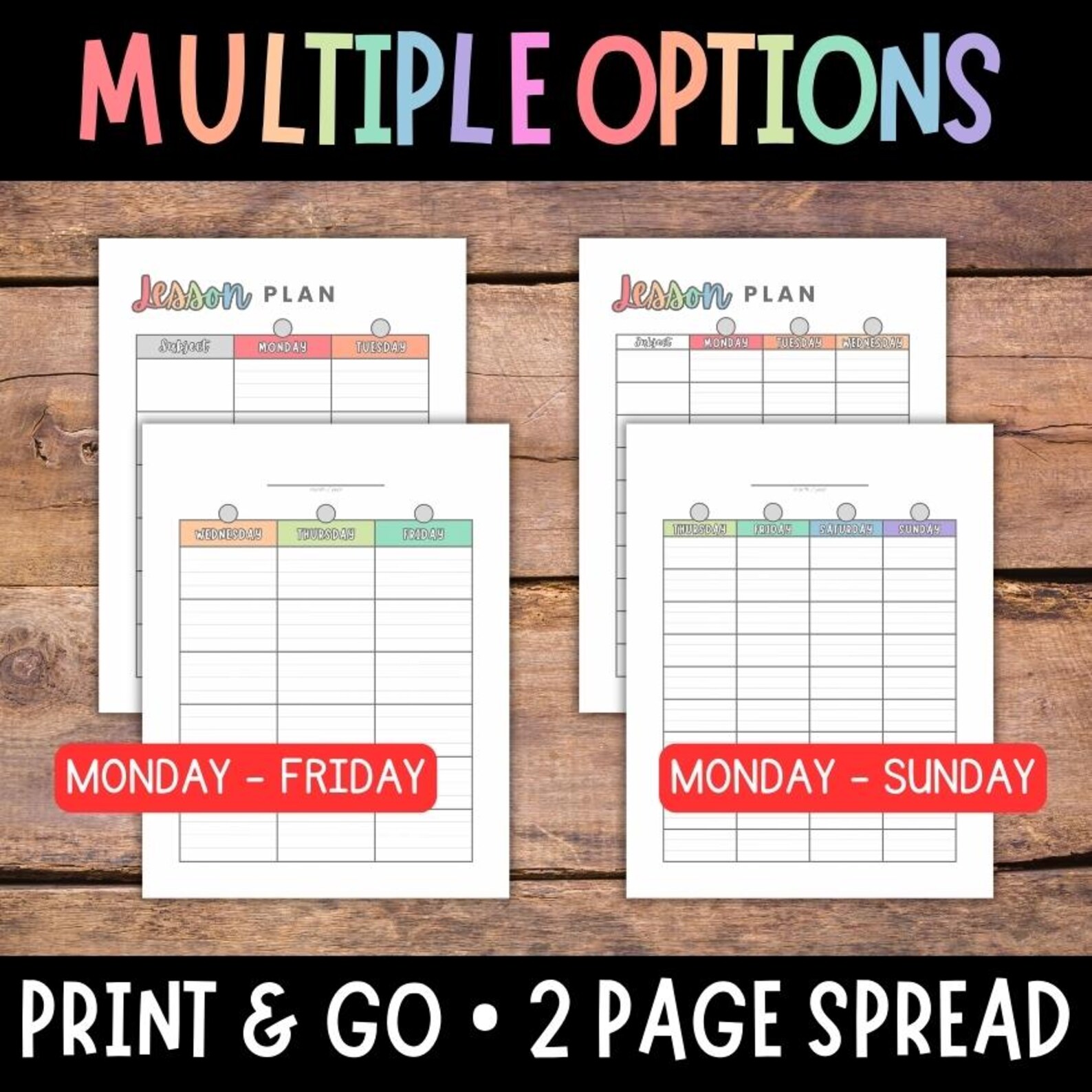 Weekly Lesson Planner Printable, Lined Teacher Planner, Teaching Plan ...