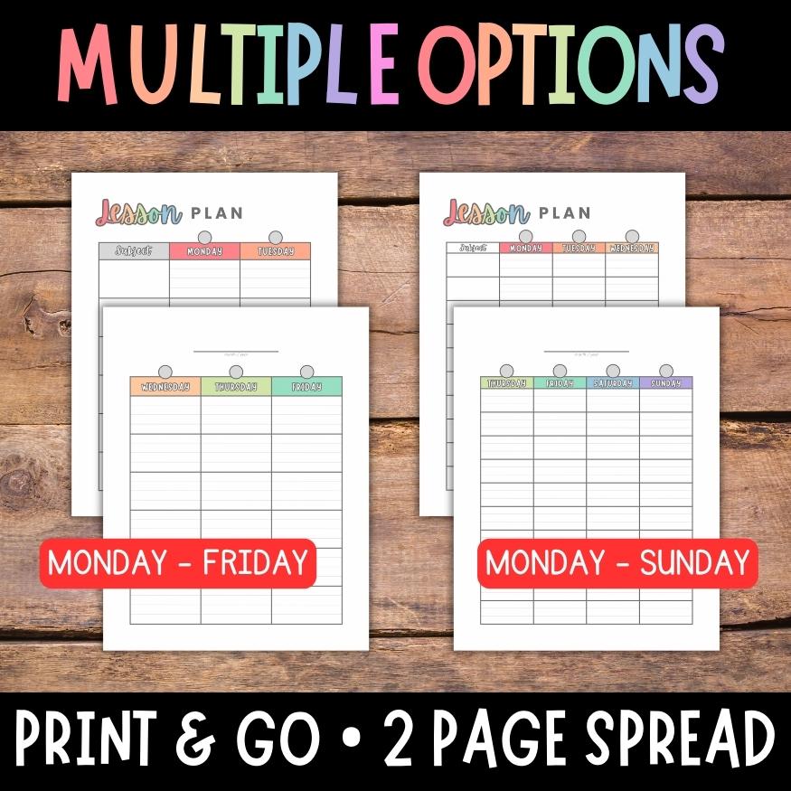 Weekly Lesson Planner Printable, Lined Teacher Planner, Teaching Plan ...