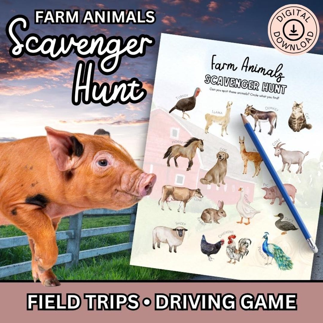 Scavenger Hunt for Kids, Scavenger Hunt Farm Animals, Scavenger Hunt ...