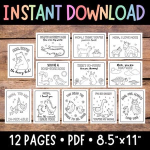 MOTHER’S DAY Coloring Pages, Mothers Day Coloring Sheets, Animal Pun ...
