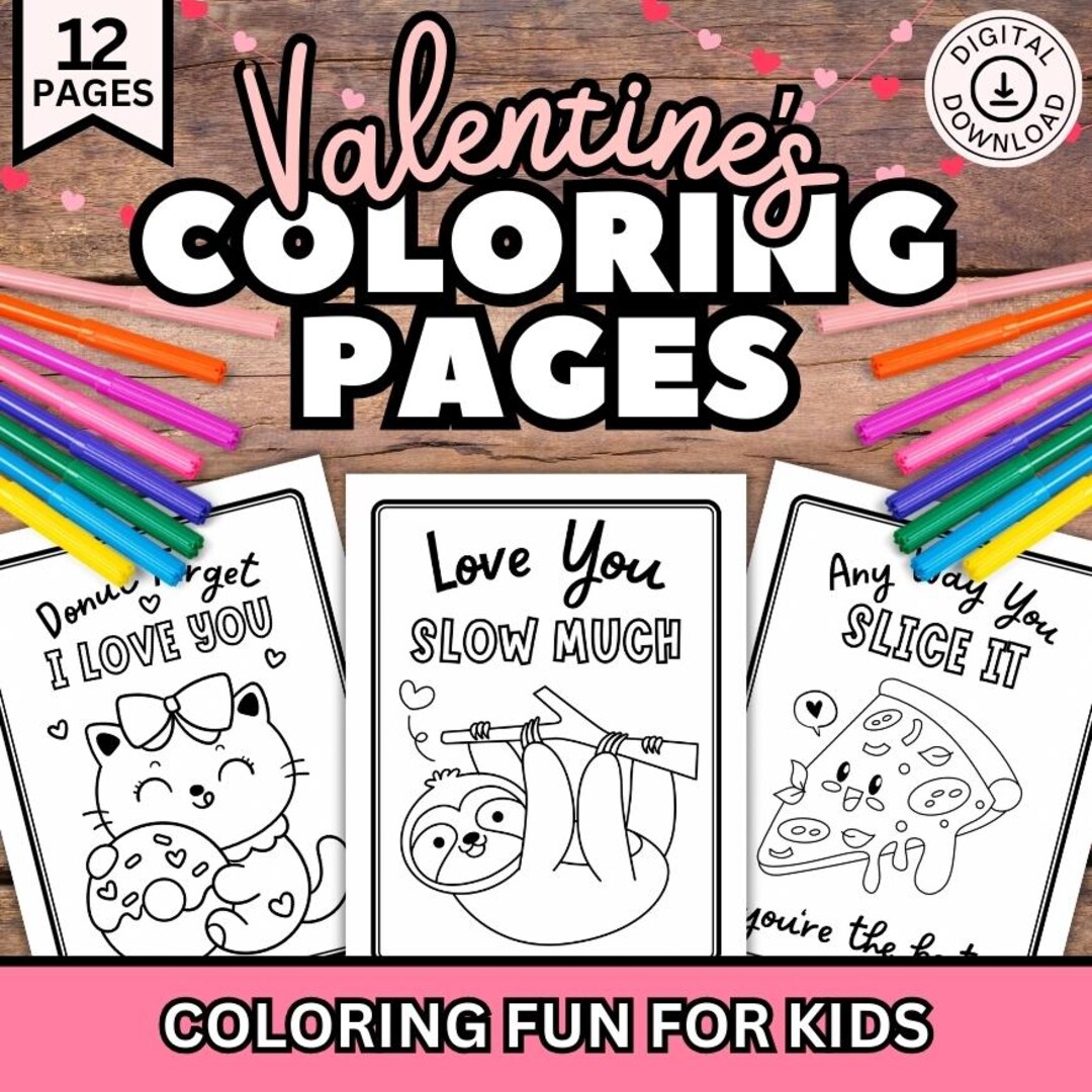 Valentine’s Day Coloring Pages, Cute Heart Craft, Love Coloring Sheets ...