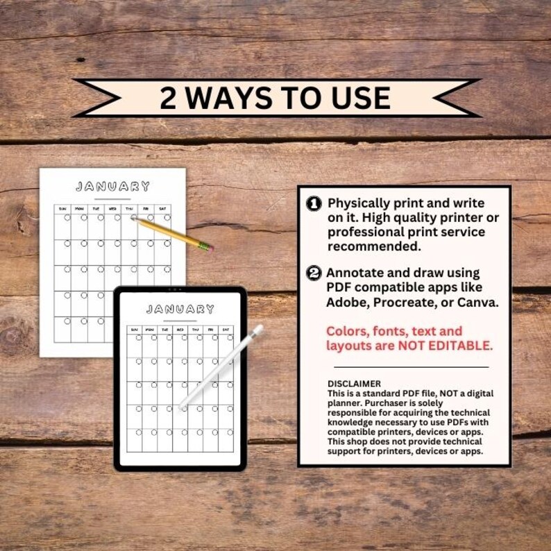 Blank Monthly Calendar Printable: Vertical Black and White (digital ...