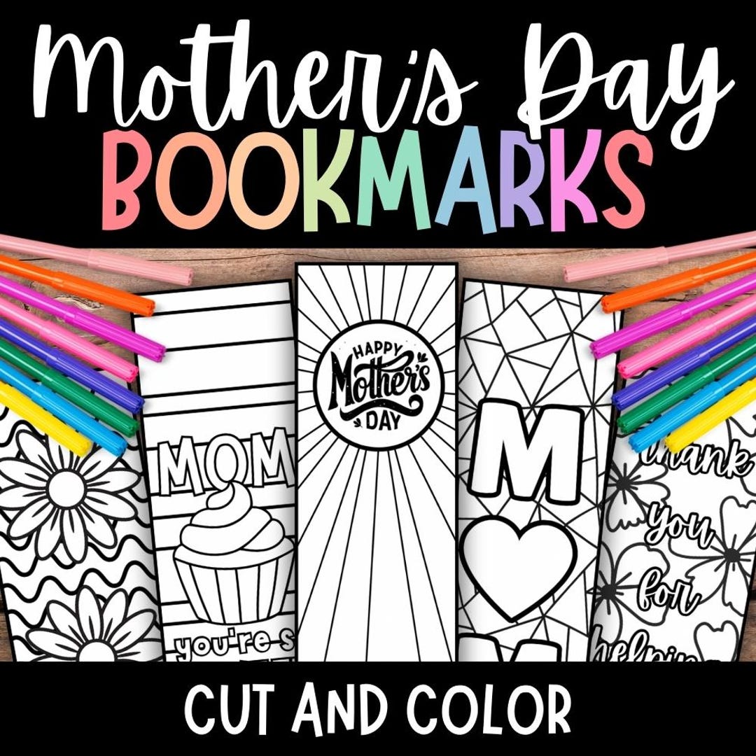 Mother's Day Coloring Bookmarks, Printable Mom Gift (PDF) - Etsy
