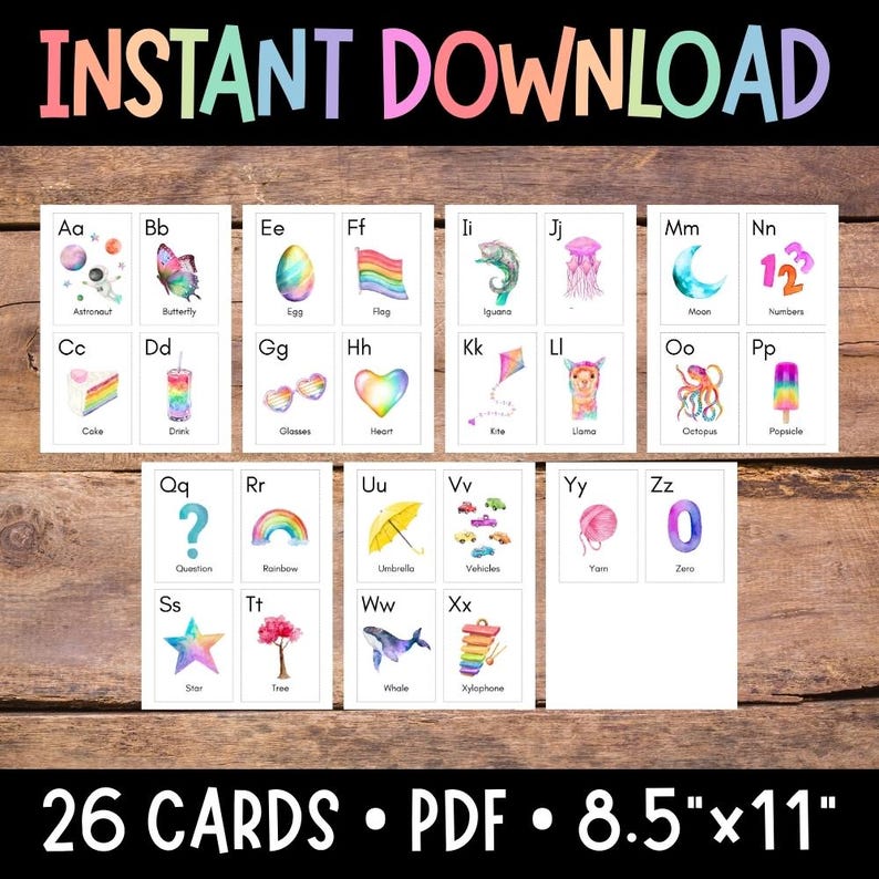 Alphabet Flash Cards, Alphabet Cards, ABC Flash Cards, Montessori ...