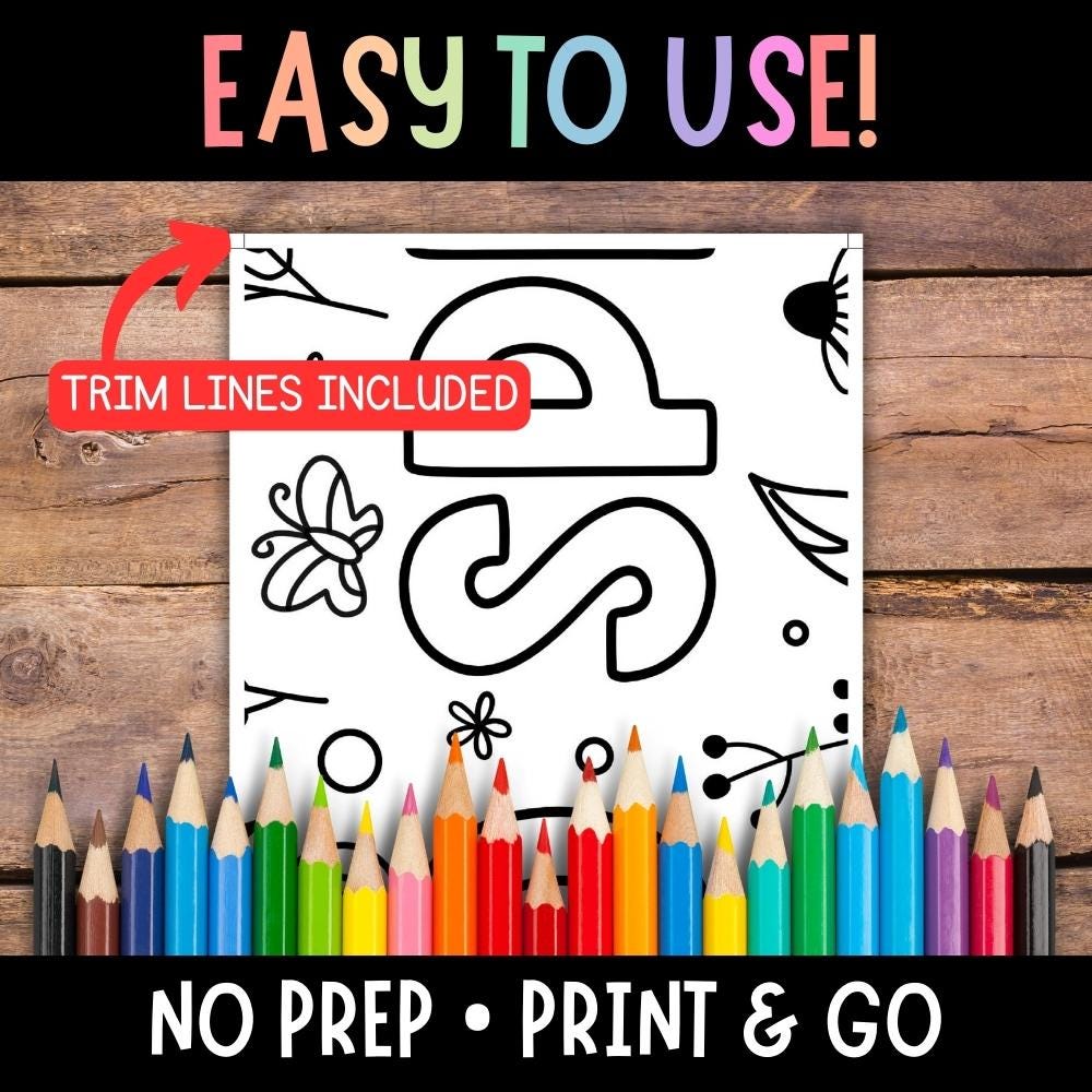 SPRING Coloring Page POSTER, Spring Doodles Coloring Sheets, Group ...