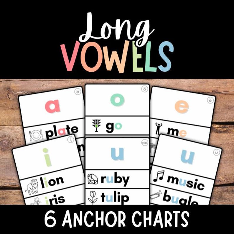 Long & Short Vowel Anchor Chart, Classroom Phonics Flash Cards (PDF ...