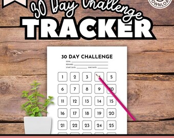 30 Day Challenge , 30 Day Tracker , Printable PDF - A4 , A5 , Letter ...