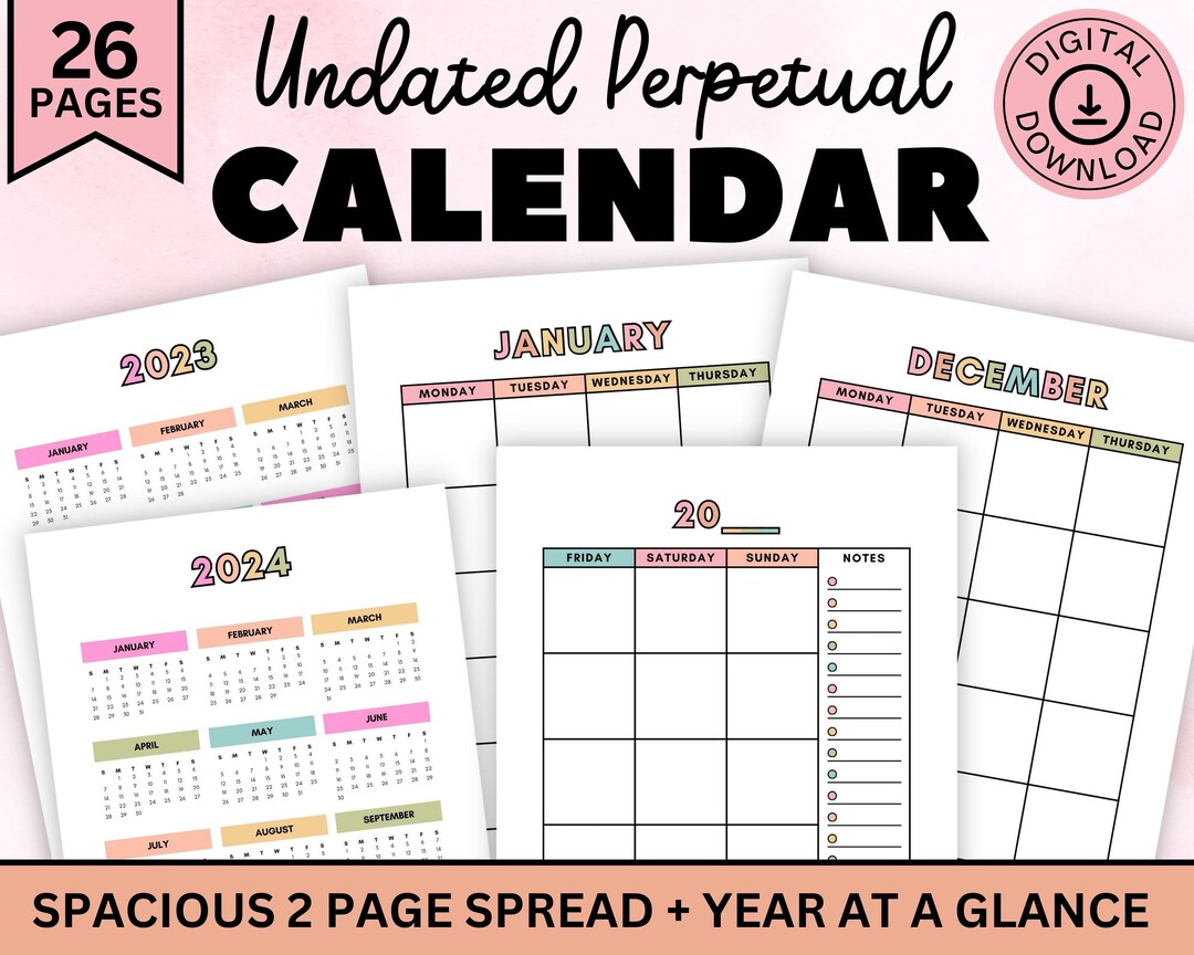 2 Page Monthly Calendar Spread, 2023 2024, Monthly Calendar Planner ...