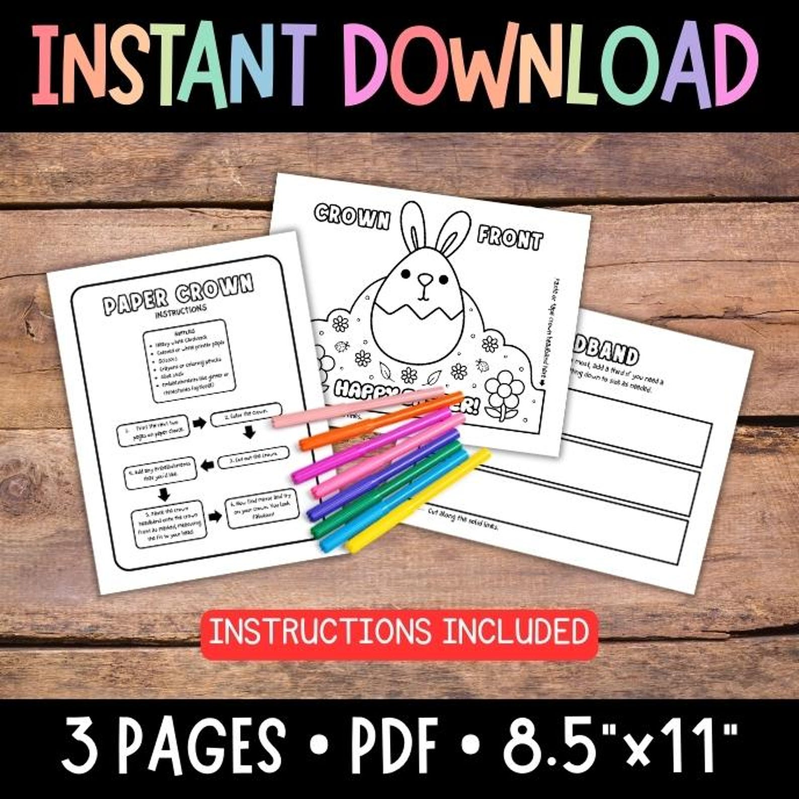 EASTER Bunny Craft, Easter Paper Crown, Easter Activities, Bunny ...