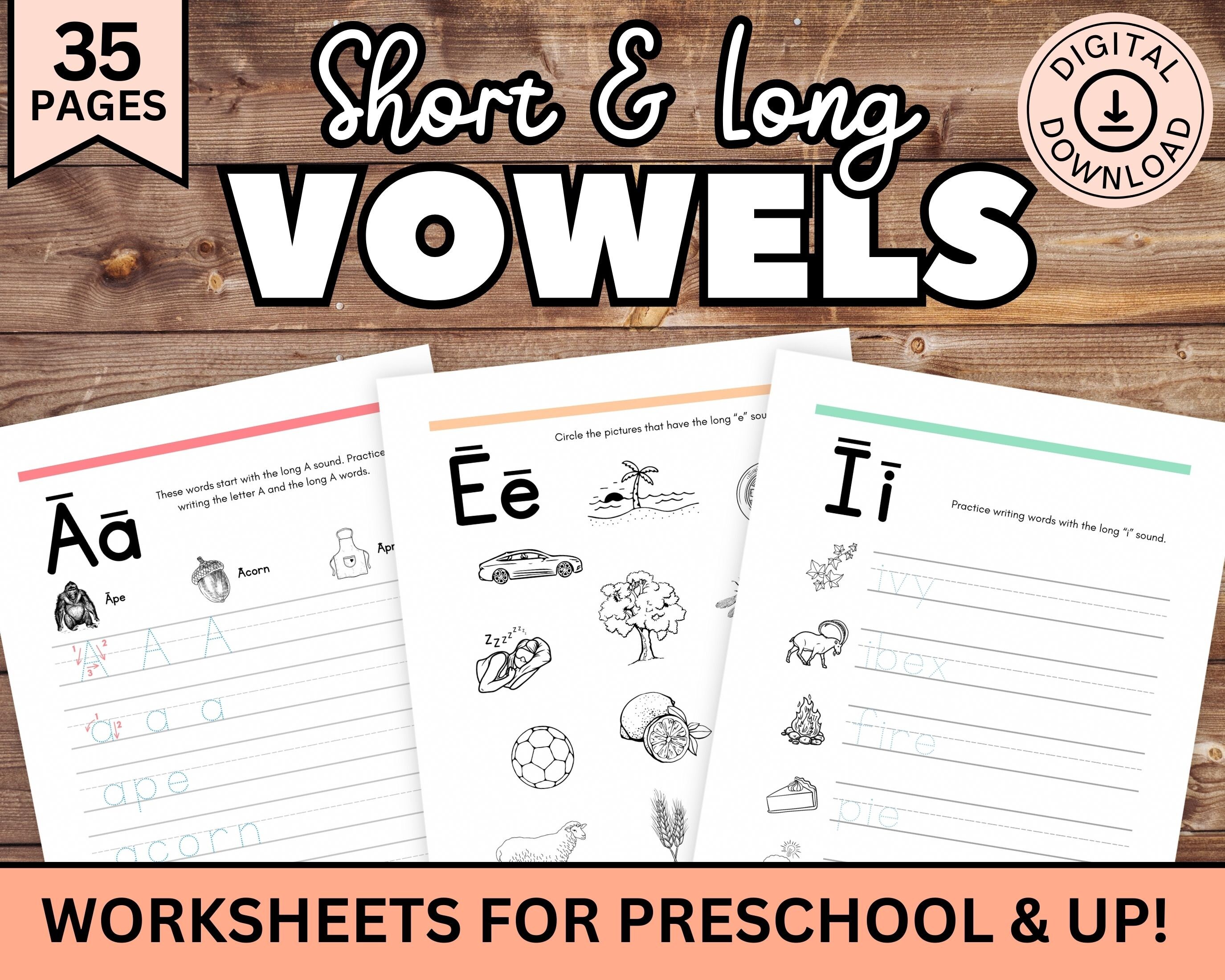 Printable Vowel Worksheets, Short and Long Vowel Sounds, Vowel Practice ...