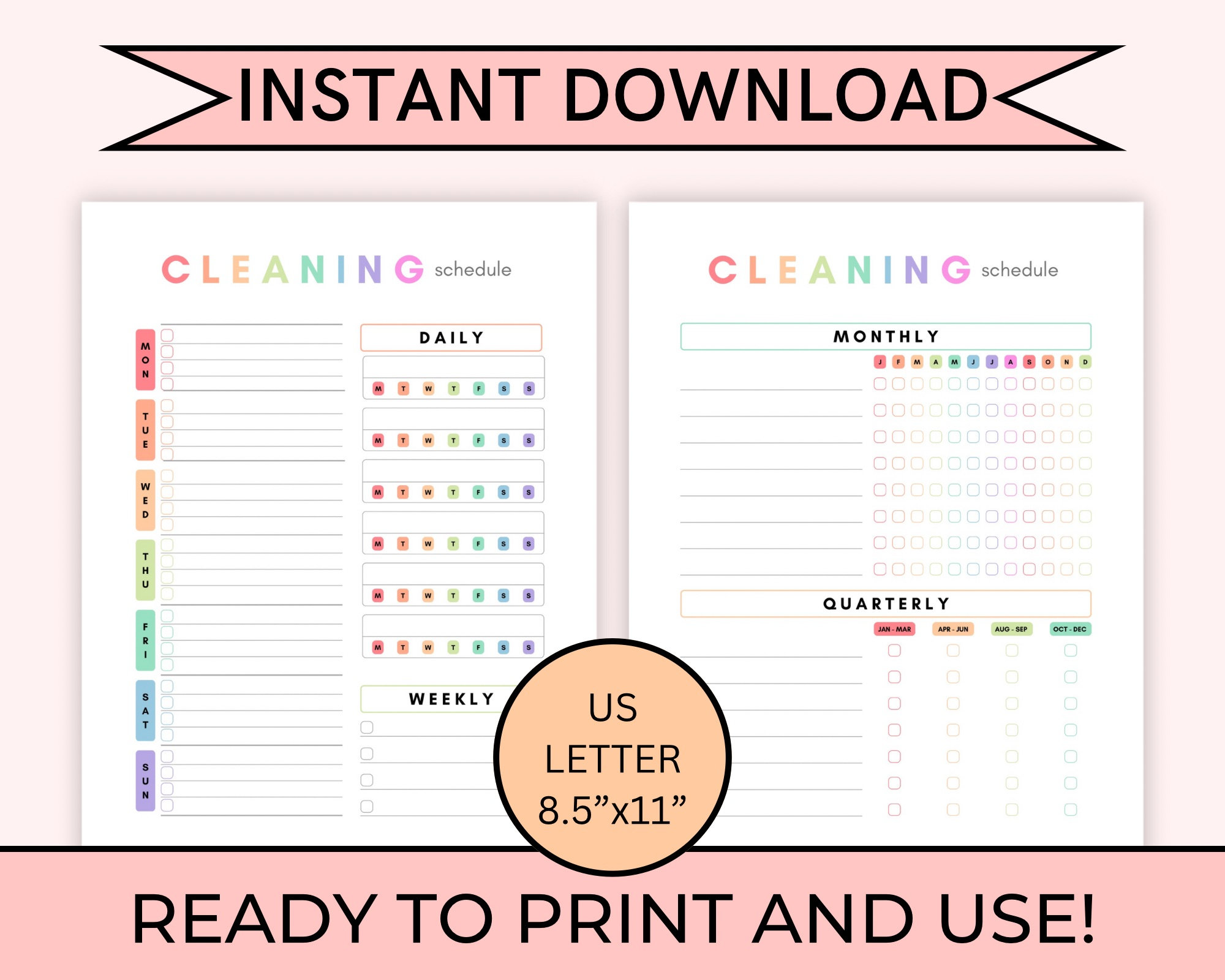 BLANK Cleaning Checklist Printable, Cleaning Schedule Printable, Weekly ...