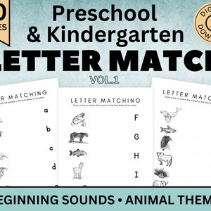 Beginning Sounds Worksheets Letter Matching Montessori - Etsy