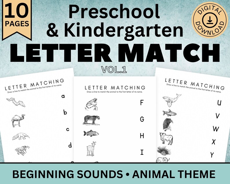 Beginning Sounds Worksheets Letter Matching Montessori - Etsy