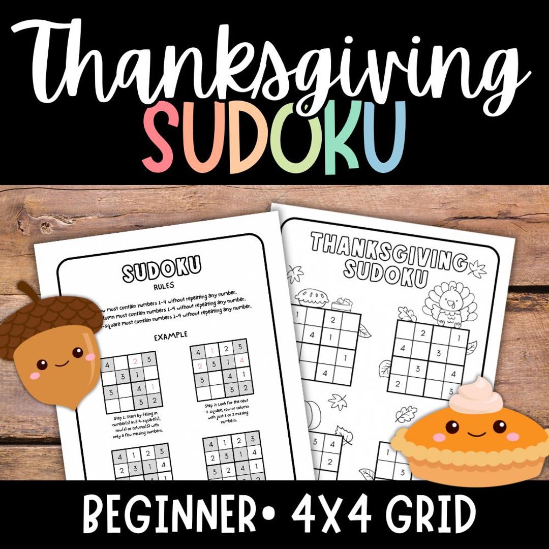 Juego de rompecabezas Sudoku de Acción de Gracias - Etsy España