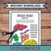 Human Brain Anatomy for Kids Printable Worksheet Activity Puzzle ...