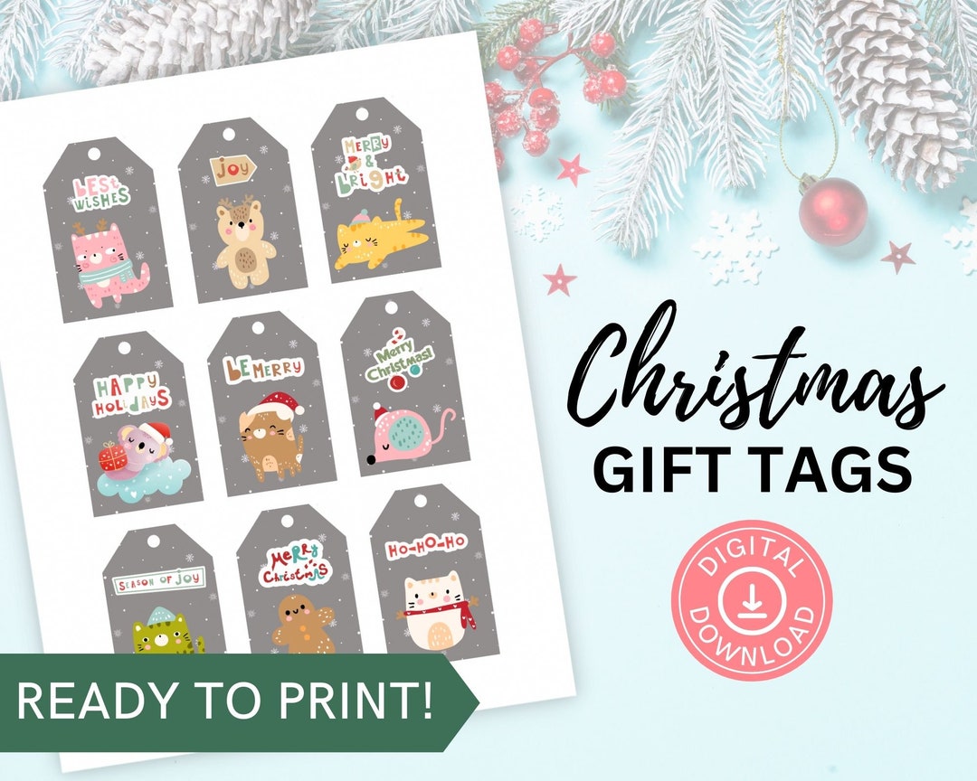 Printable Christmas Gift Tags, Holiday Gift Tags for Kids, Cute Gift ...