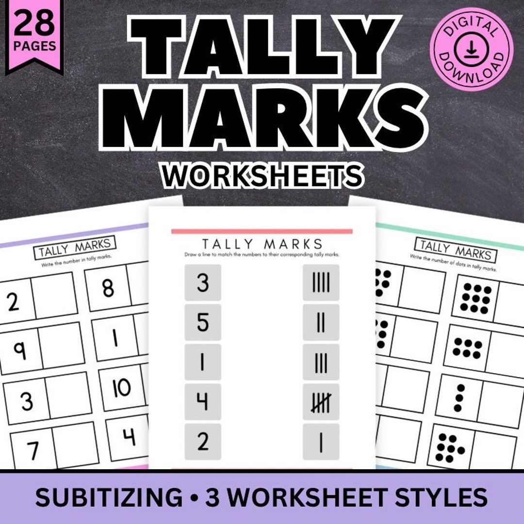Tally Marks Worksheets, Math for Toddlers, Preschool, Kindergarten ...