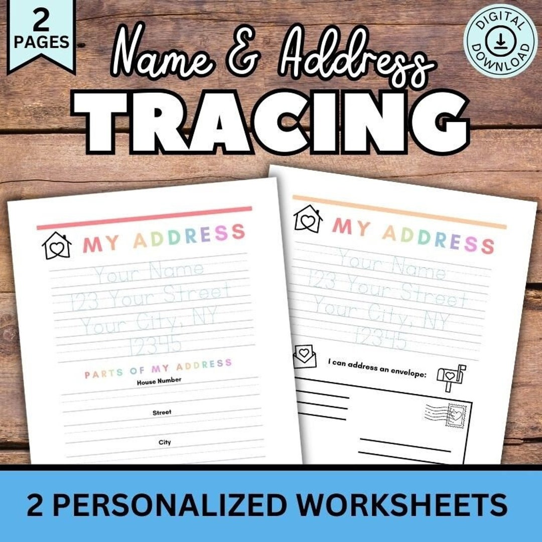 Personalized Name and Address Tracing Sheet Handwriting Practice ...