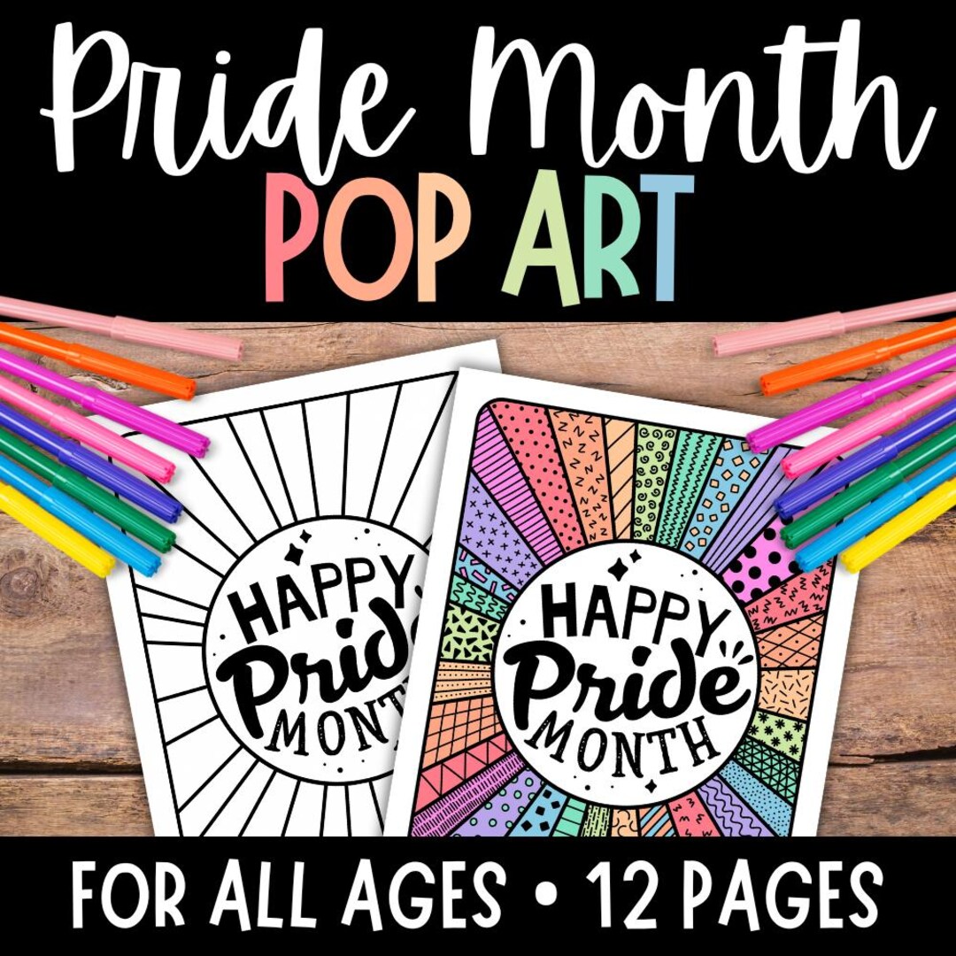 Pride Month Pop Art Coloring Pages, Fun Craft (PDF) - Etsy