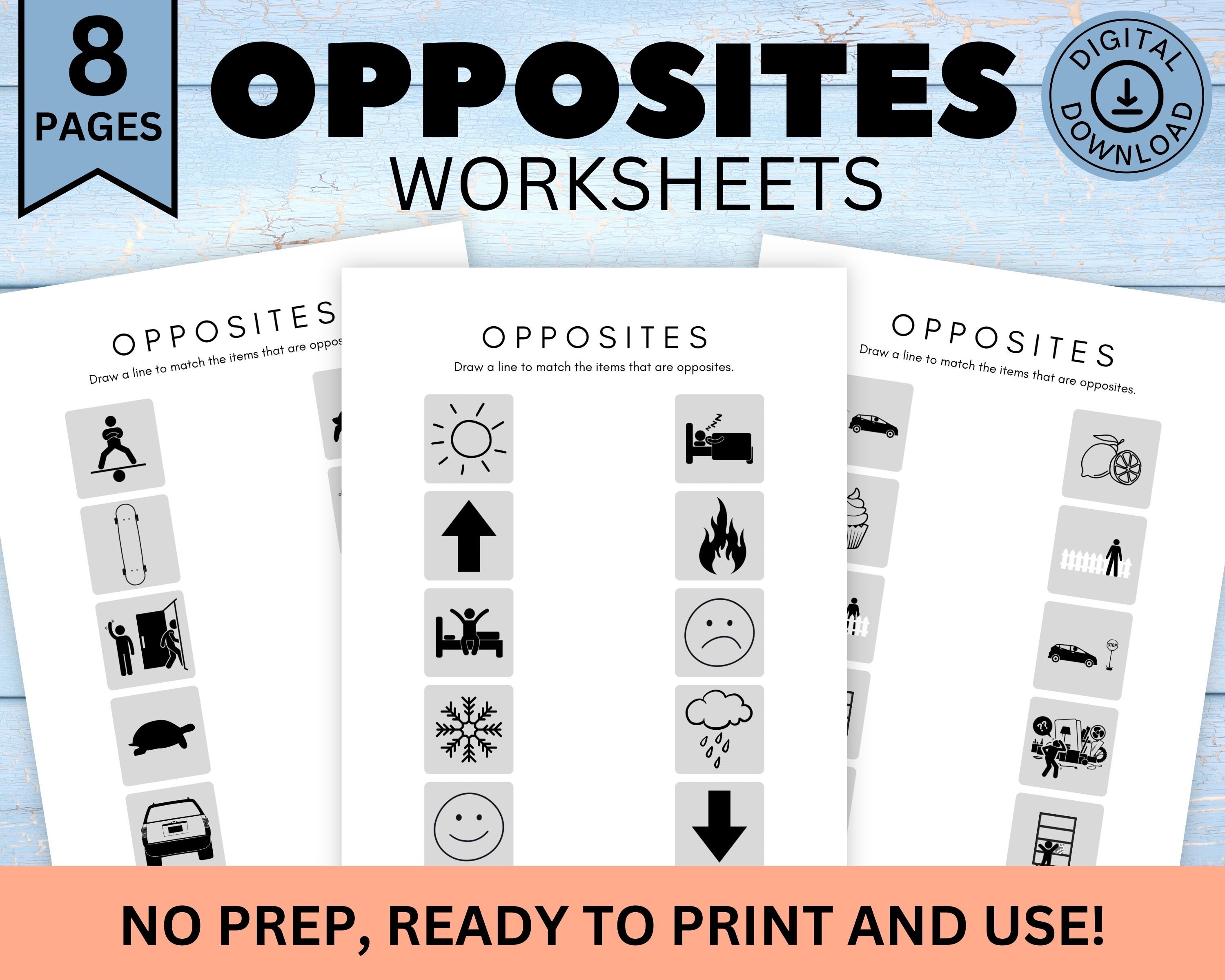 Opposites For Kids Worksheets