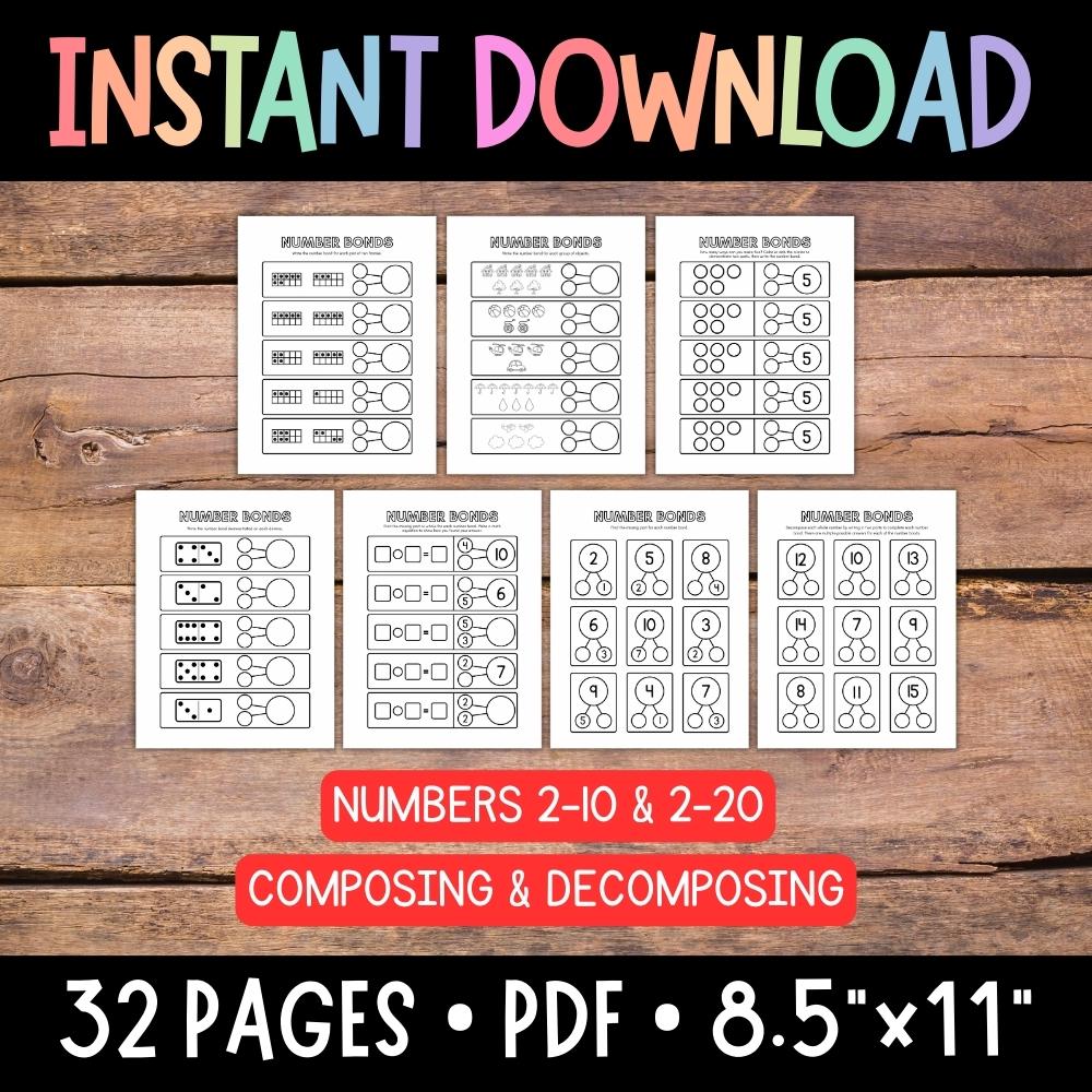 Number Bonds Activities, Kindergarten Math, Composing and Decomposing ...