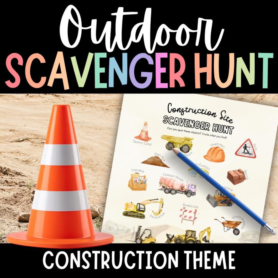 CONSTRUCTION SITE Scavenger Hunt for Kids, Outdoor Driving Game - Etsy