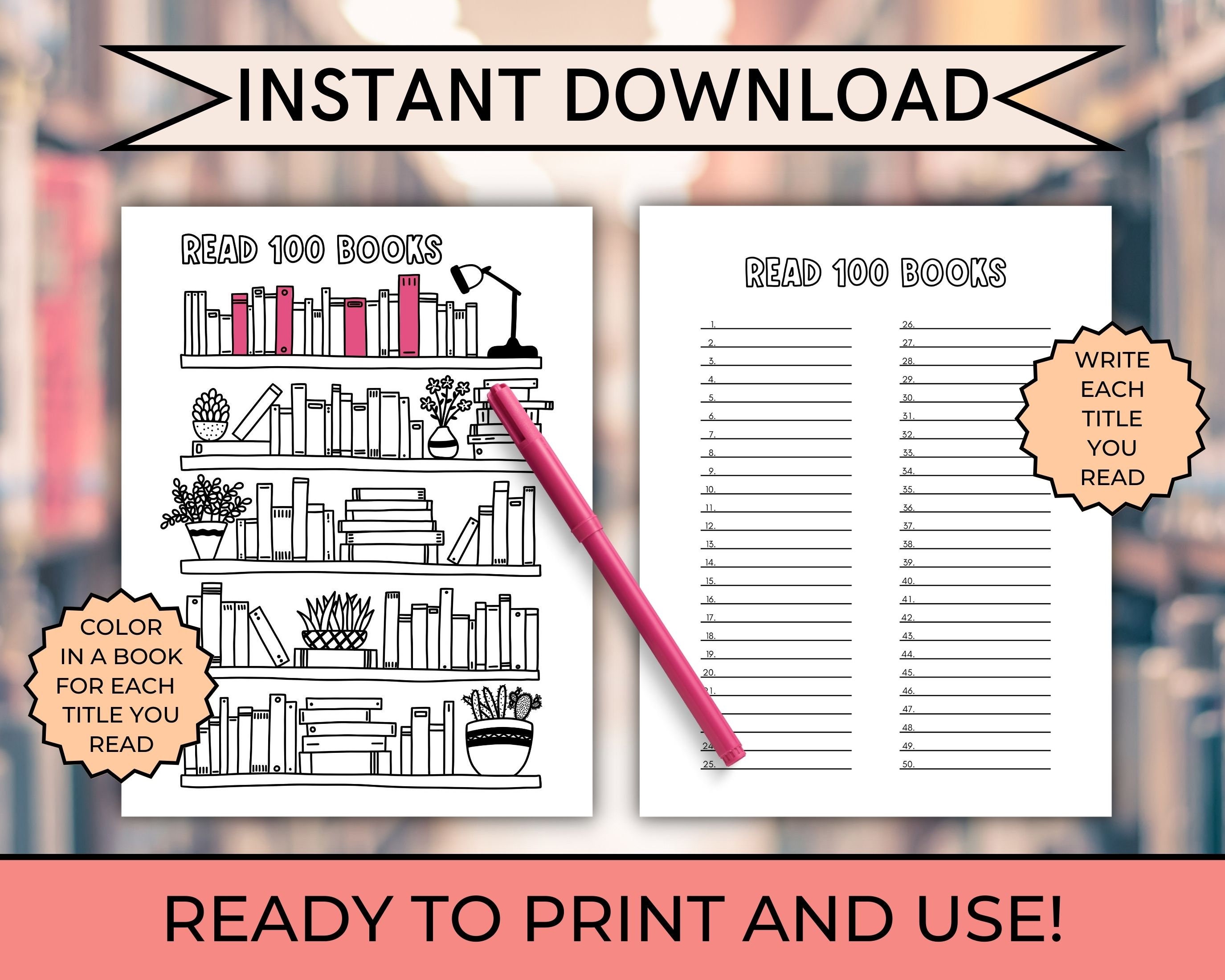 Book Reading Tracker Printable, Reading Log for Adults or Kid, Reading ...