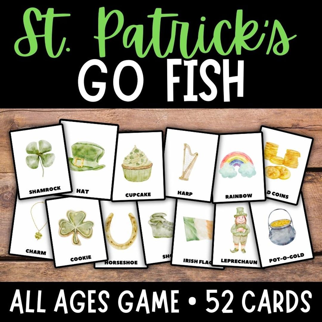 St Patrick’s Day Go Fish Game, Saint Patty’s Day Card Game, Printable ...