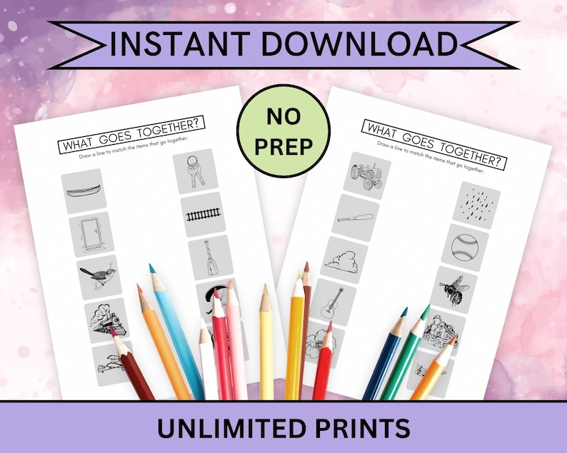 What Goes Together Worksheets Things That Go Together Visual - Etsy