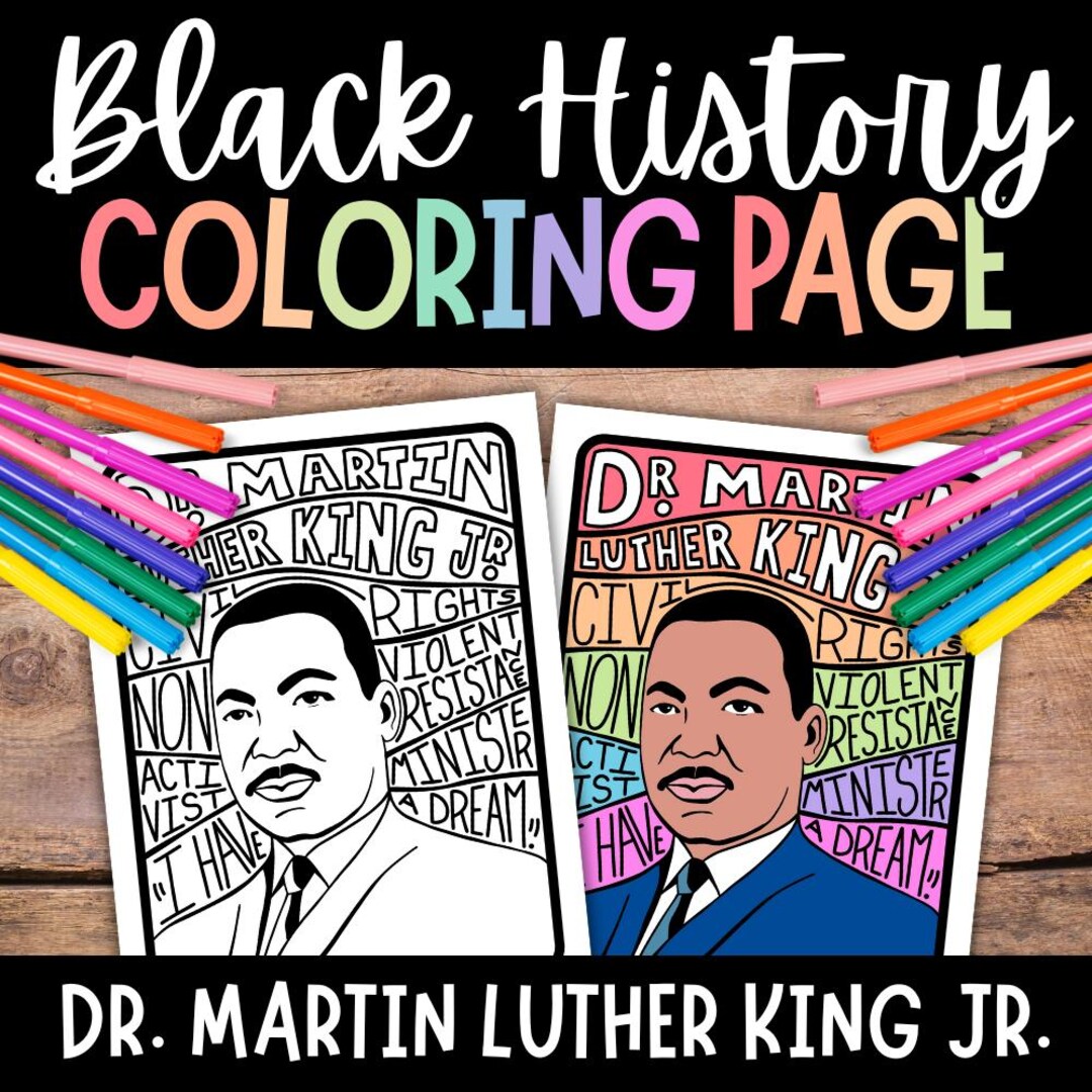 Martin Luther King Jr Coloring Page, MLK Activities, Black History ...