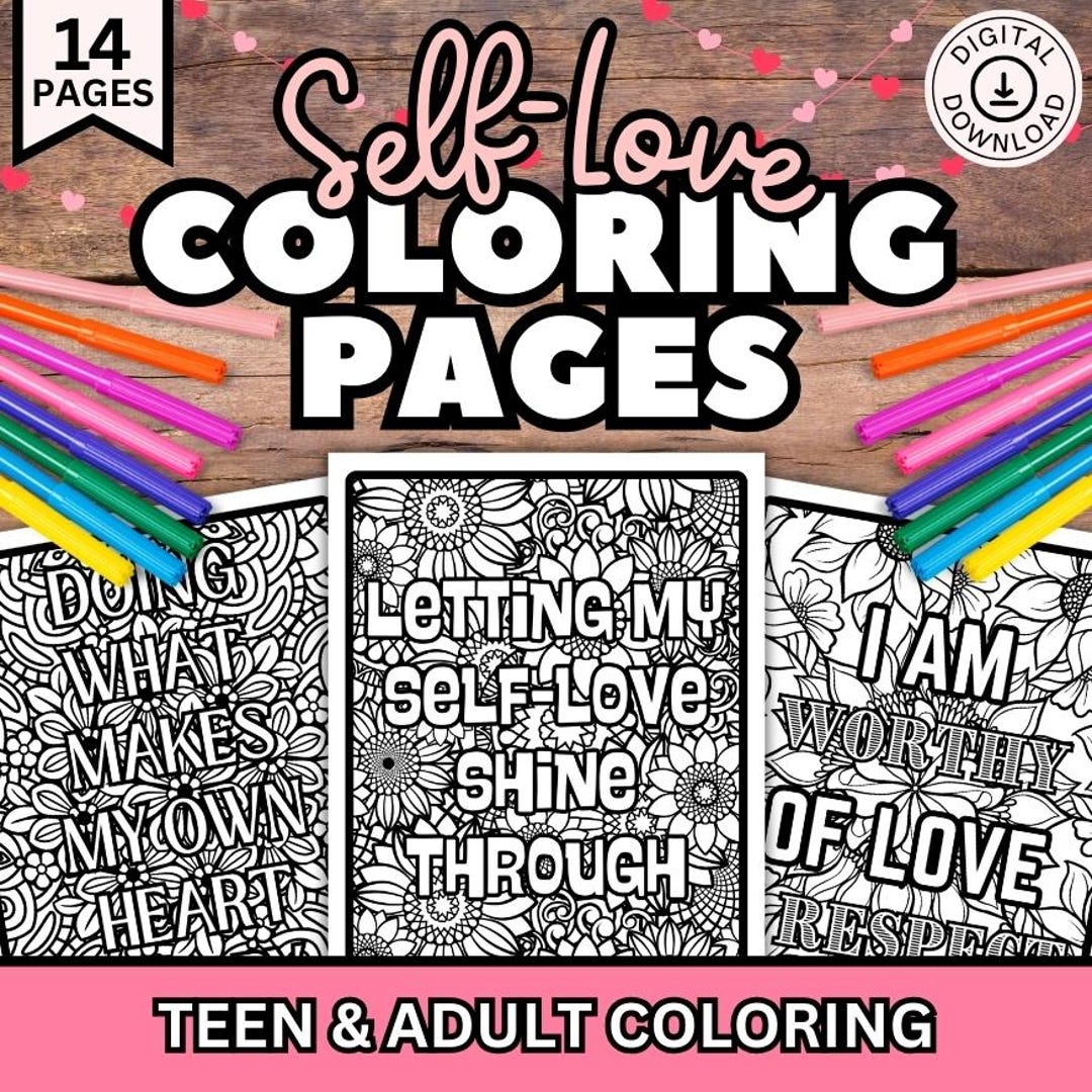Self Love Coloring Pages, Self Esteem Coloring Sheets, Mental Health ...
