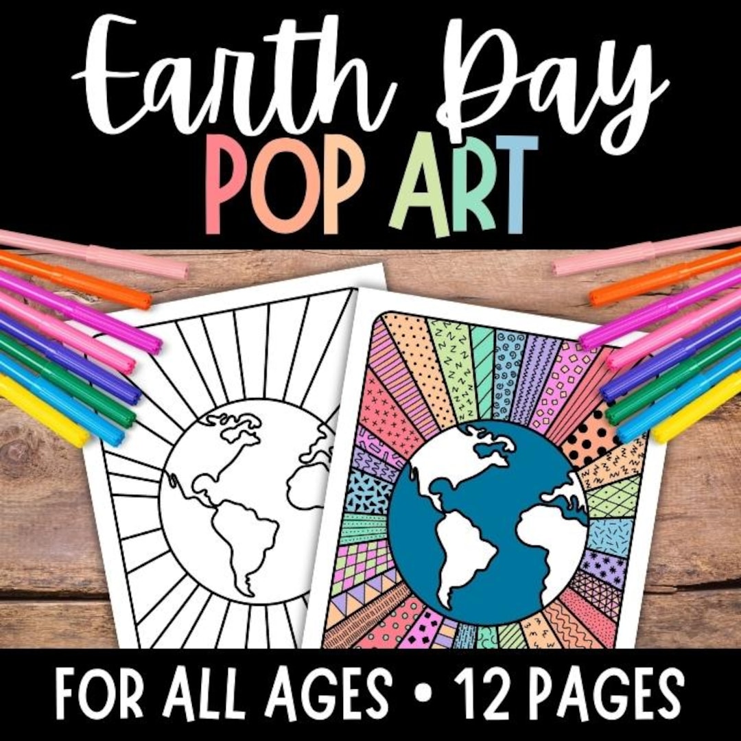 EARTH DAY Coloring Pages, Earth Coloring Sheets, Pop Art Coloring Pages ...