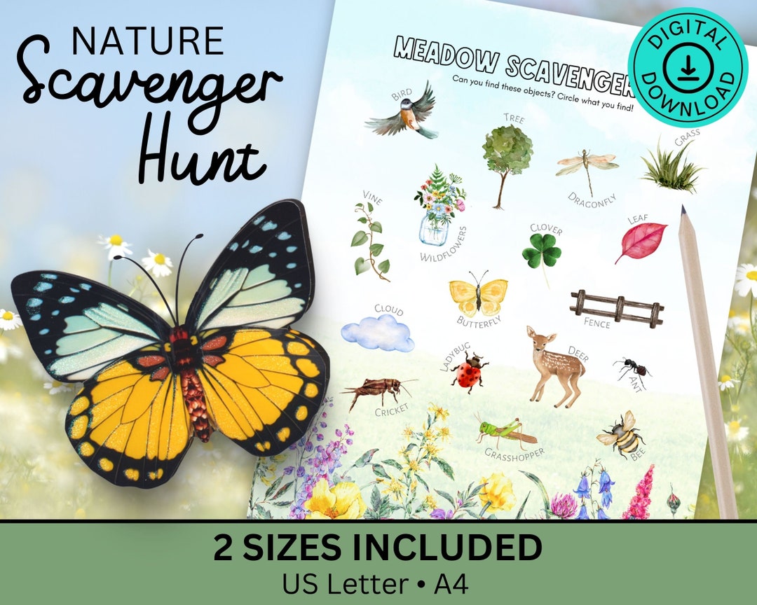 Outdoor Scavenger Hunt for Kids, Nature Walk, Field Trip, Travel Games ...