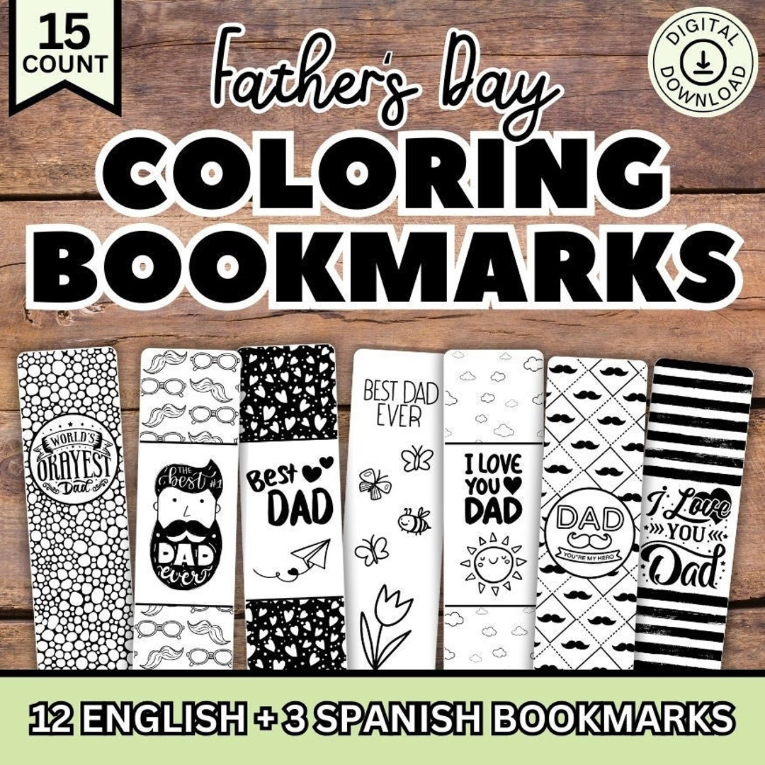 Father’s Day Coloring Bookmarks, Fathers Day Bookmarks Printable ...