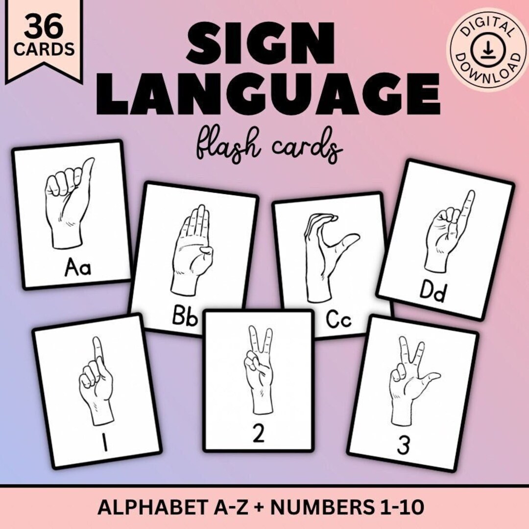 Sign Language Flash Cards, ASL, American Sign Language Cards, Sign ...