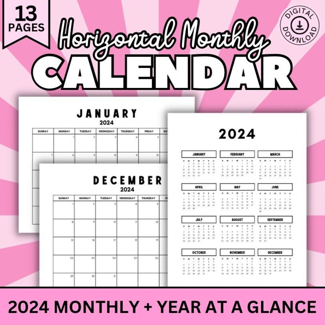 Printable 2024 Calendar, Vertical Calendar 2024, 12 Month Calendar ...