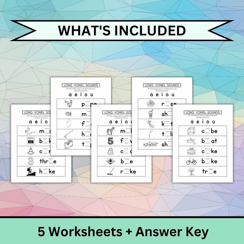 Long Vowel Worksheets, Missing Vowel Activity, Learning Vowels ...