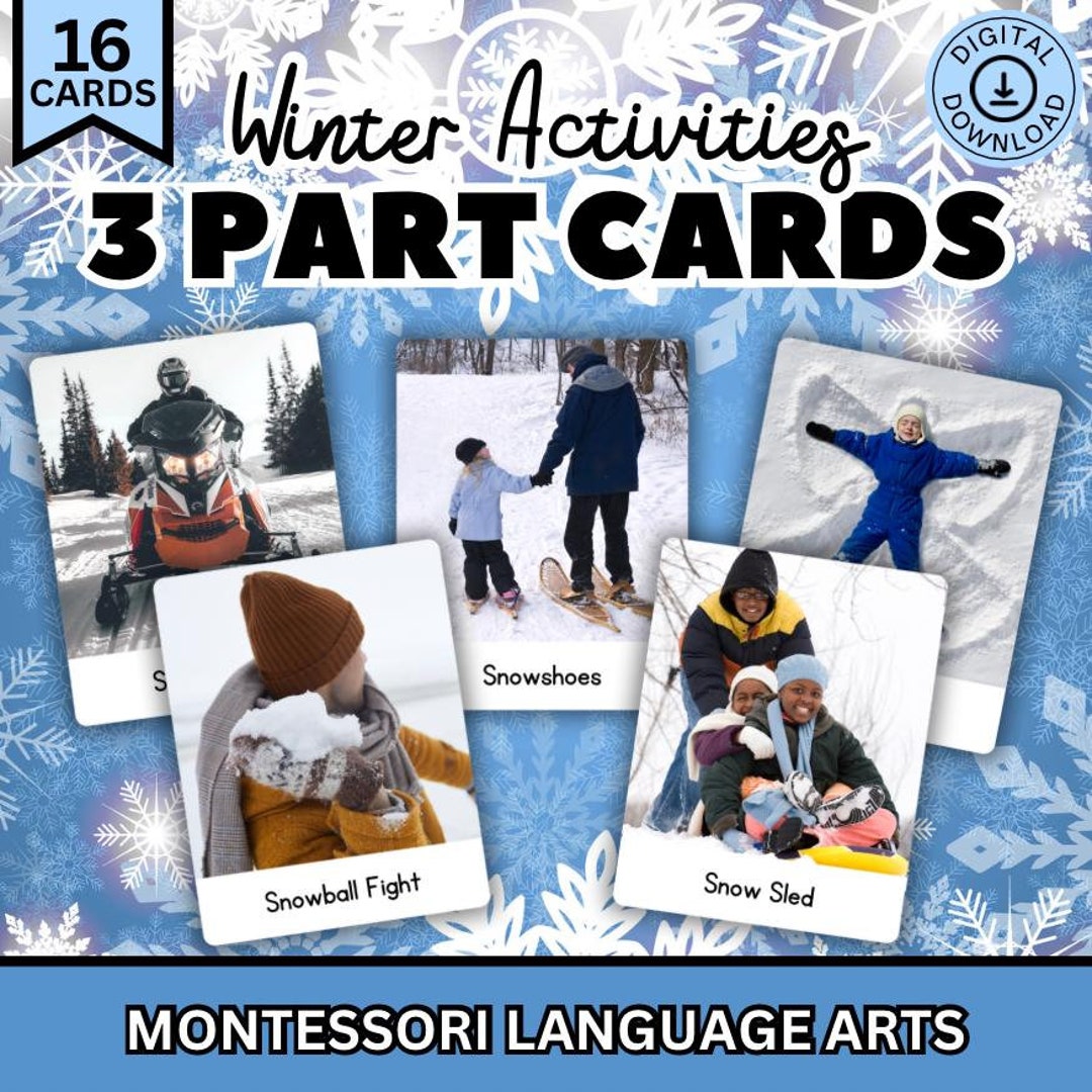 Winter Nomenclature, 3 Part Cards, Winter Activities, Montessori ...
