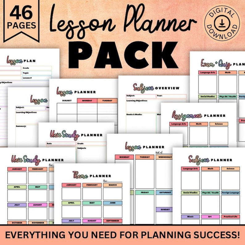 Lesson Planner Printable, Lined Lesson Plan, 2 Page Lesson Plan, Single ...