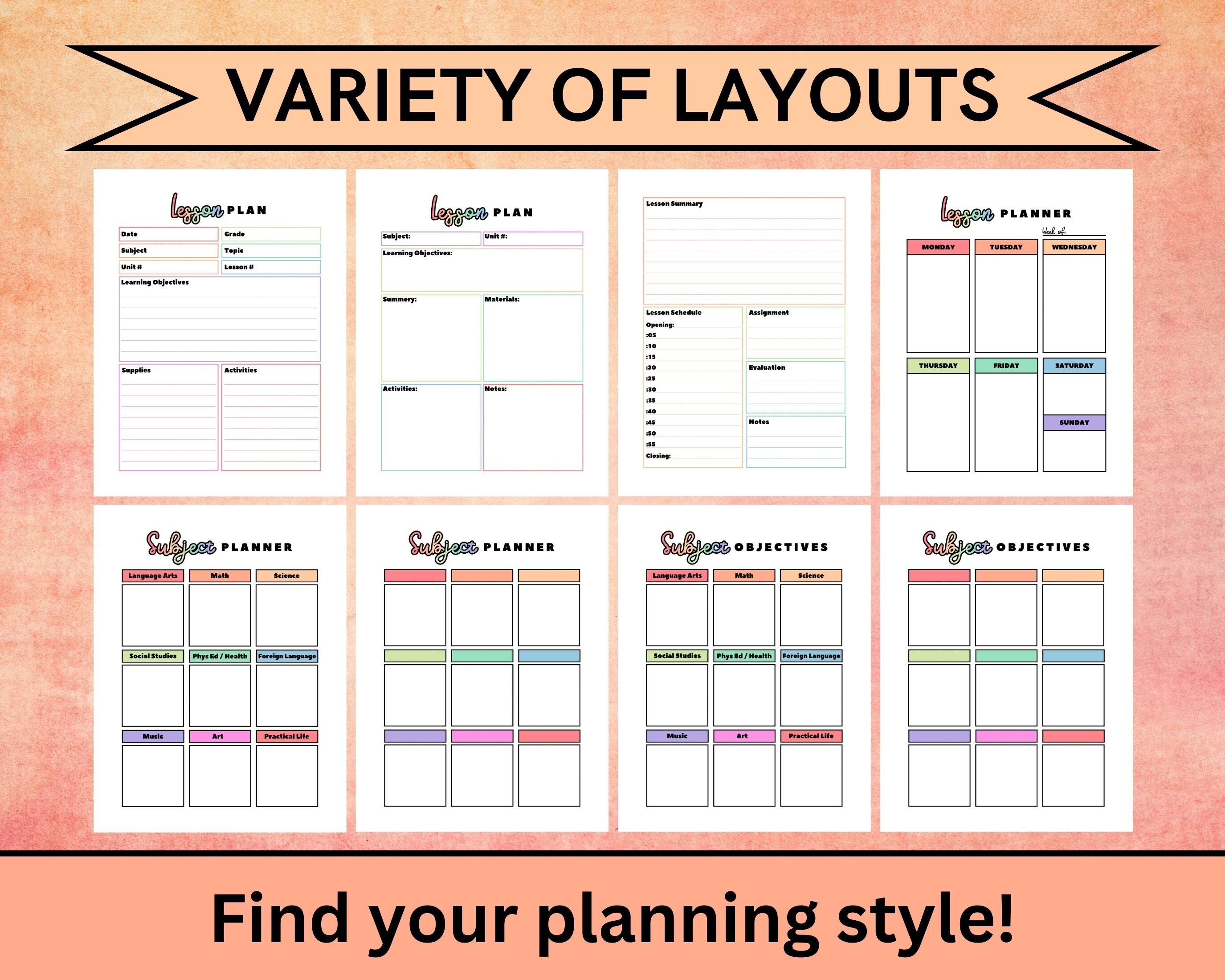 Lesson Planner Printable, Lined Lesson Plan, 2 Page Lesson Plan, Single ...