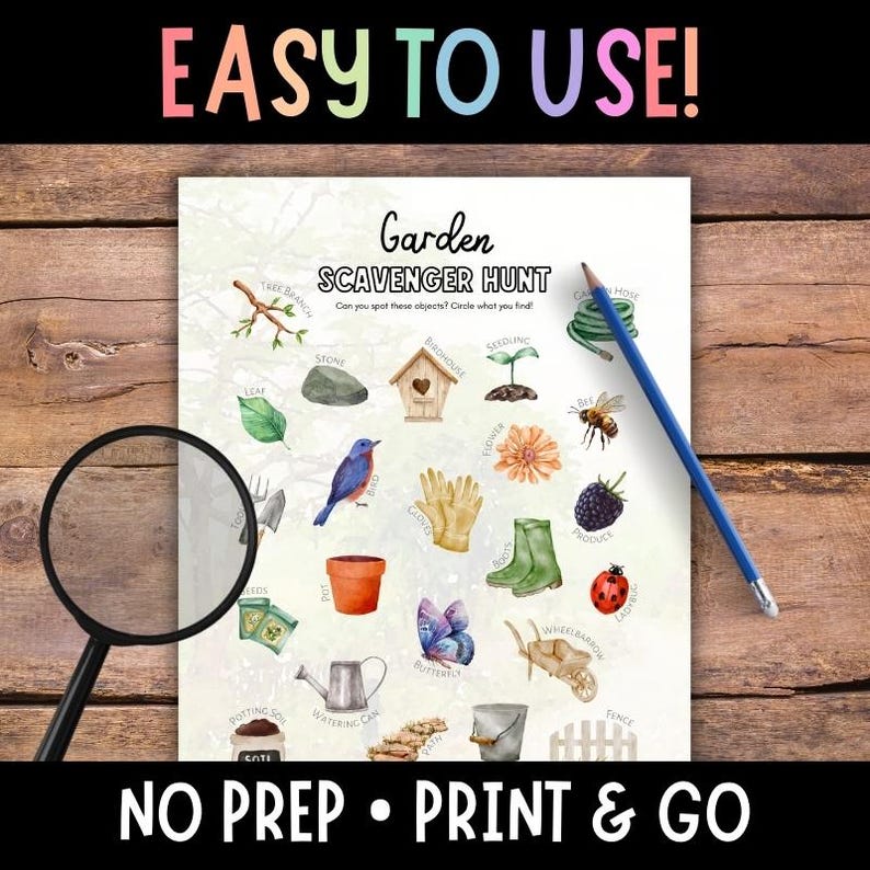 Scavenger Hunt for Kids, Outdoor Scavenger Game, Garden Scavenger Hunt ...