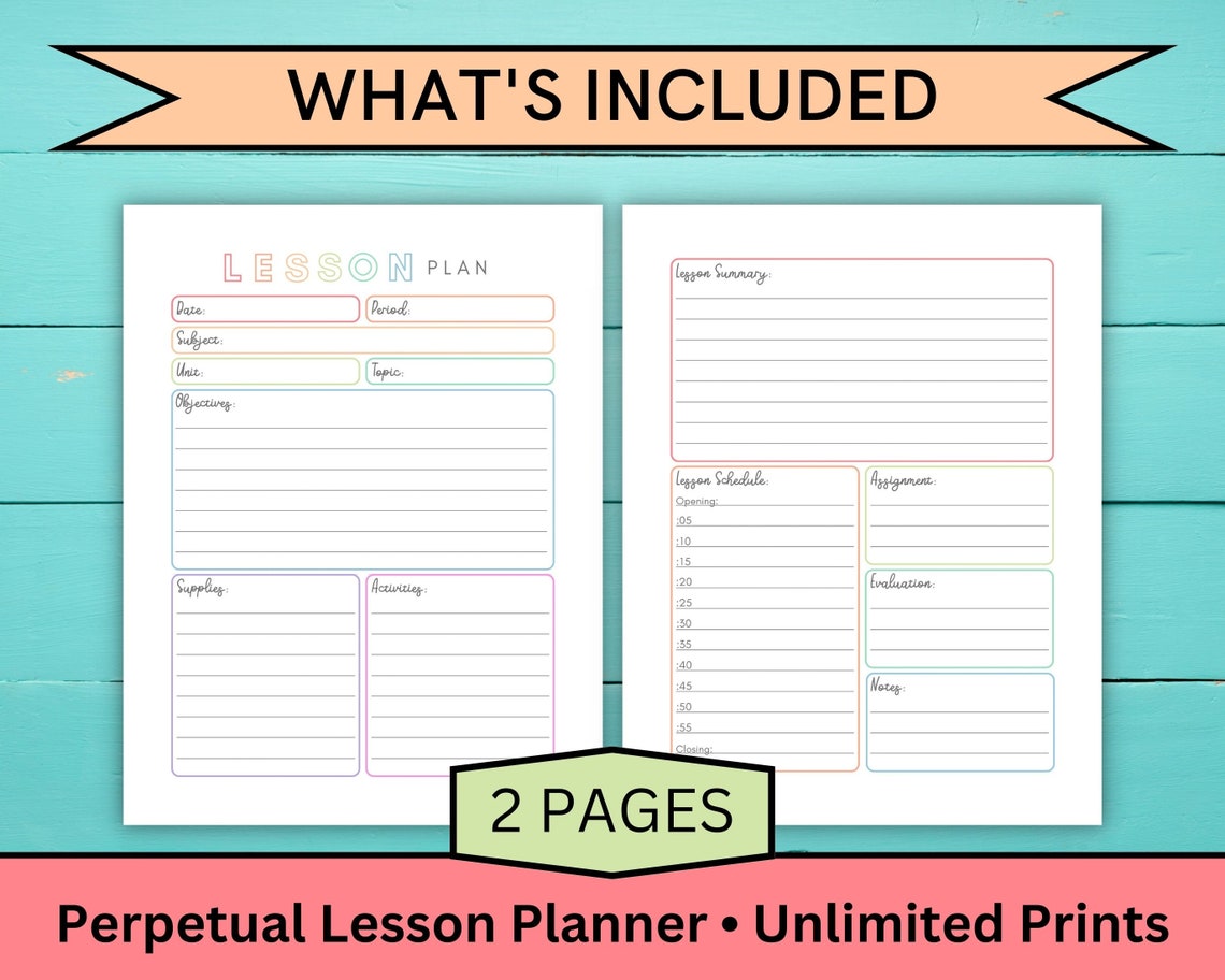 Lesson Plan Printable, Lined Daily Lesson Planner, Teaching Plan Sheet ...